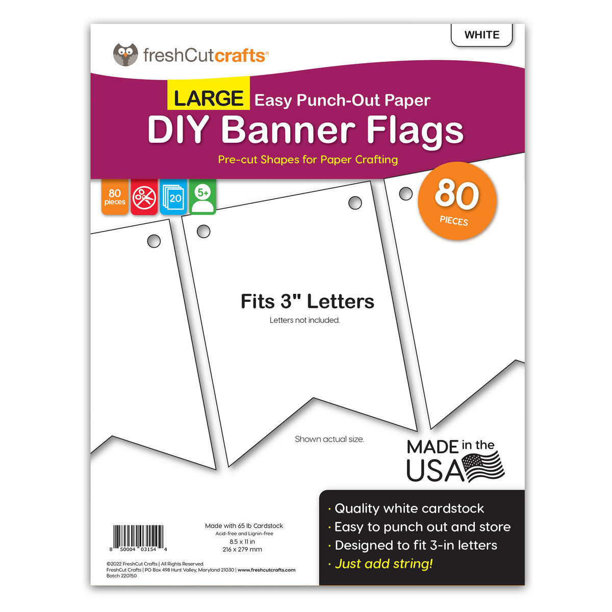 Large WHITE Pennant Banners – FreshCut Crafts