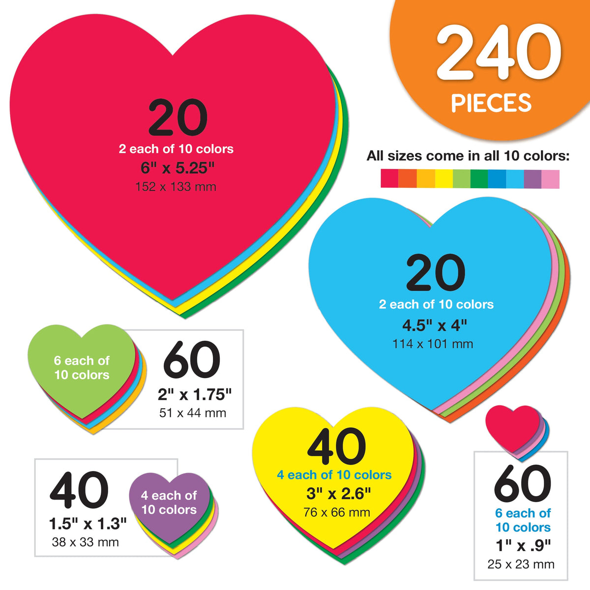 Hearts MULTICOLOR Cutouts – FreshCut Crafts
