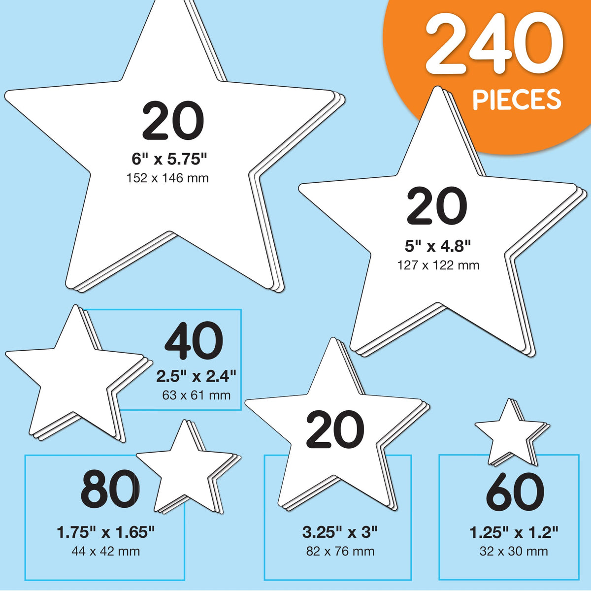 Stars WHITE Cutouts – FreshCut Crafts