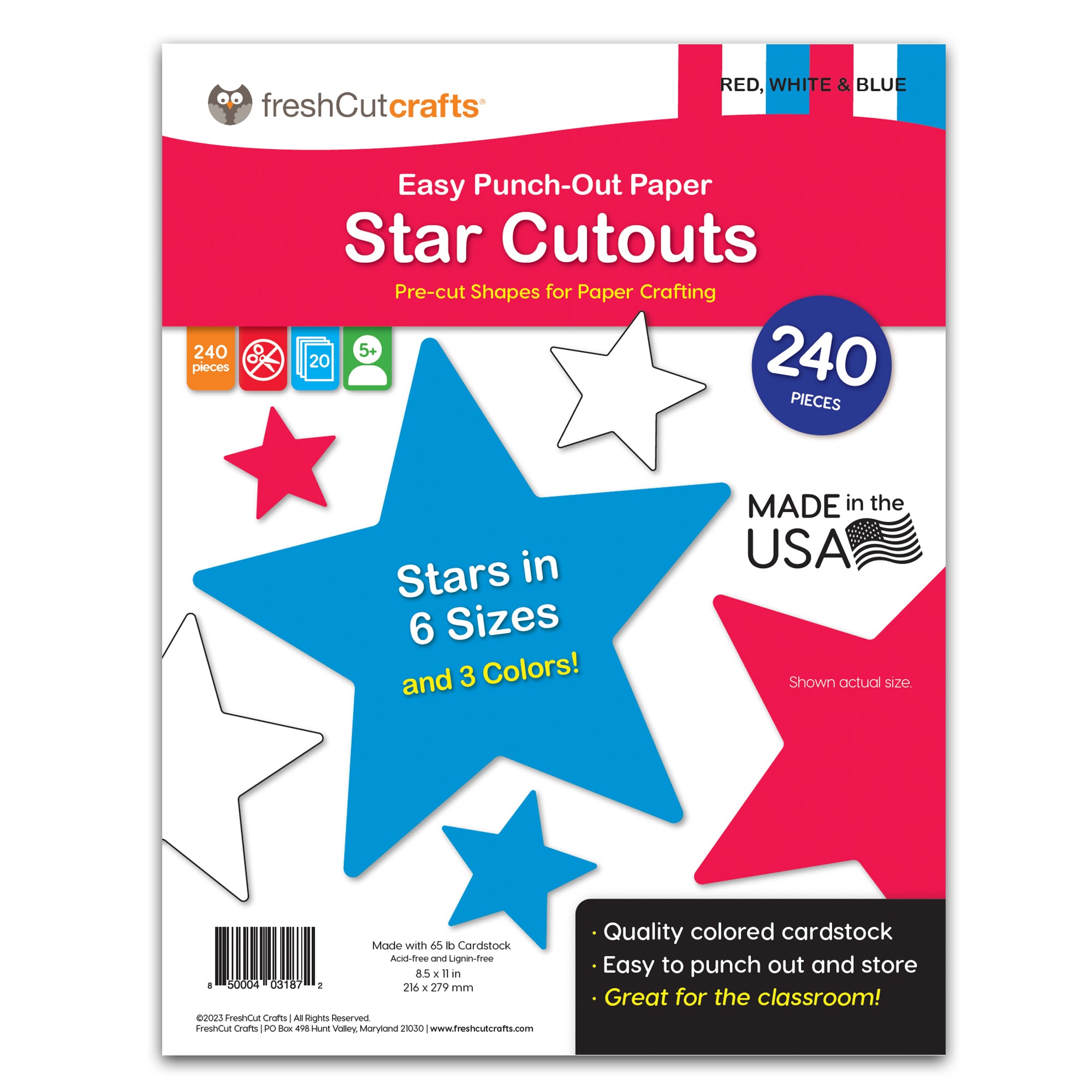 Stars Red White & Blue Cutouts – FreshCut Crafts