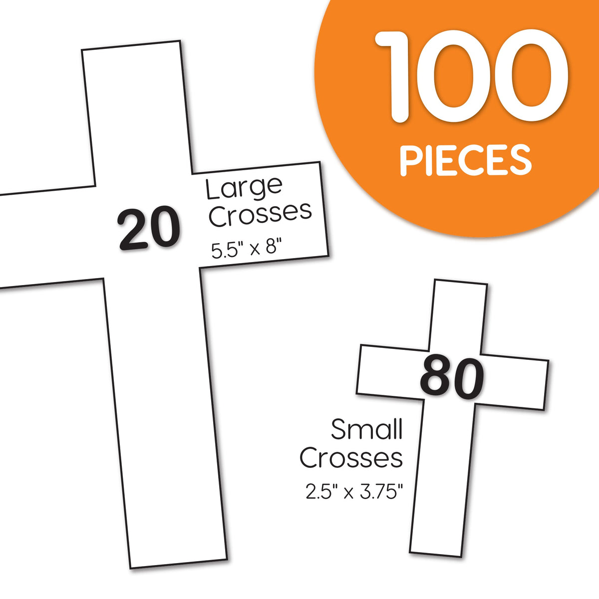100 Pieces Cross Cutouts - White – FreshCut Crafts