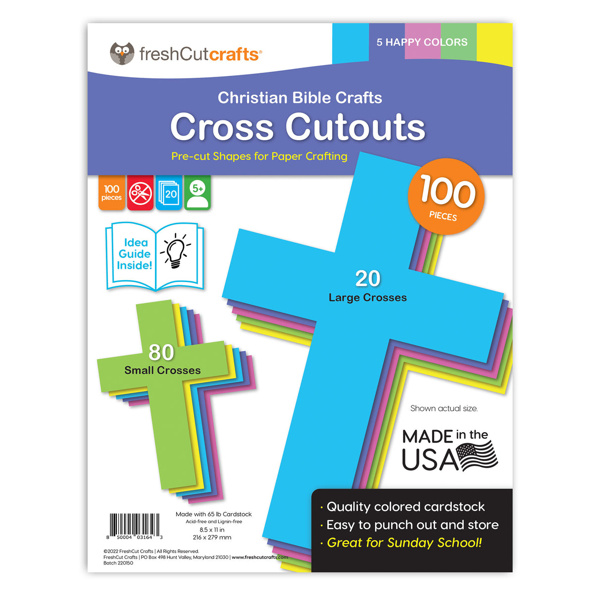 100 Pieces Cross Cutouts - Happy Colors – FreshCut Crafts