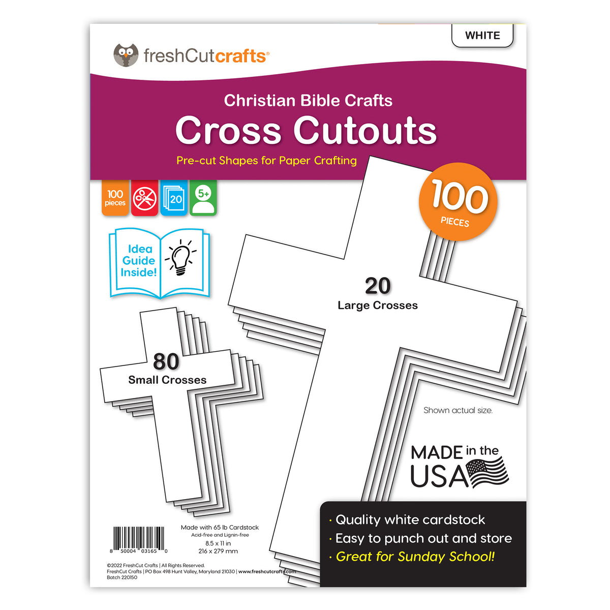 100 Pieces Cross Cutouts - White – FreshCut Crafts